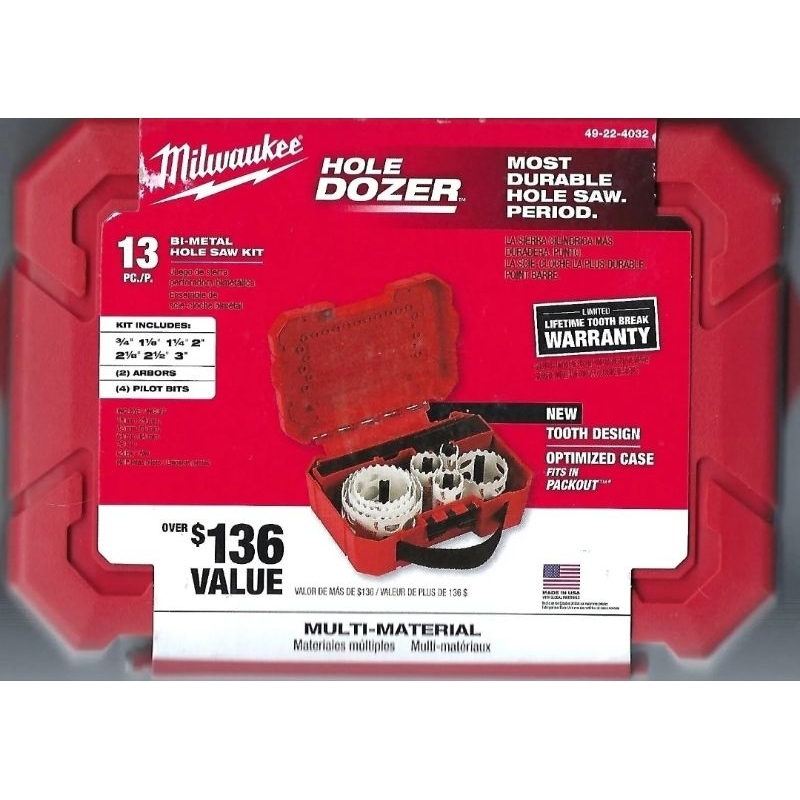 Milwaukee 13 Piece Multi-Material Hole Dozer Saw Set Bi-Metal 49-22 ...