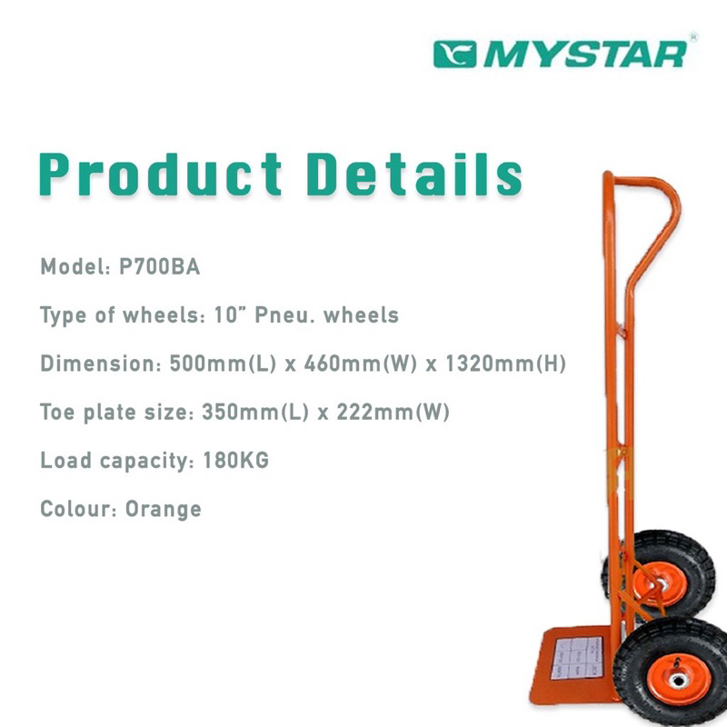 P700P SHAPE HAND TRUCK WITH 10INCH WHEEL 2 WHEEL HAND TROLLEY | Shopee ...