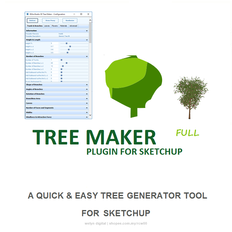 SketchUp Extension 2025 3D Tree Maker - Instant Generate of Your ...