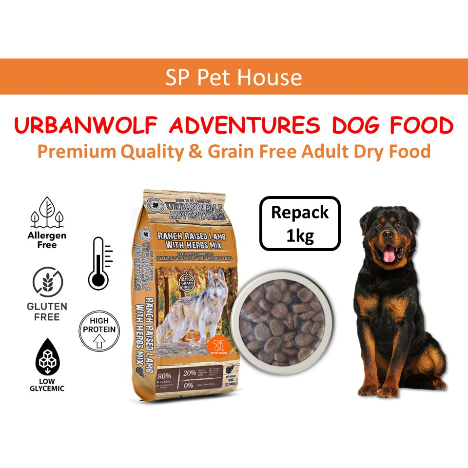 *Repack 1kg* ** GRAIN FREE ** UrbanWolf Adventures Ranch Raised Lamb ...