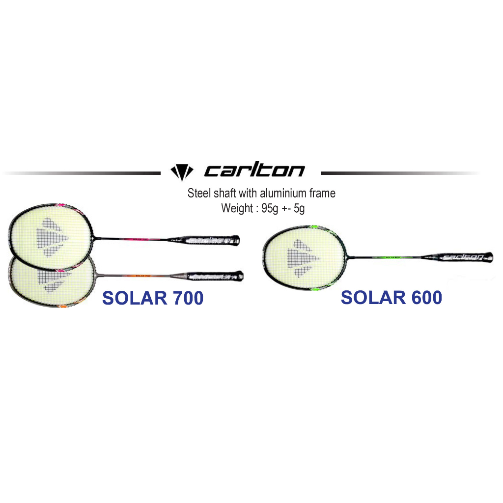 BADMINTION RACKETS CARLTON SOLAR 700 600 Steel shaft with aluminium ...