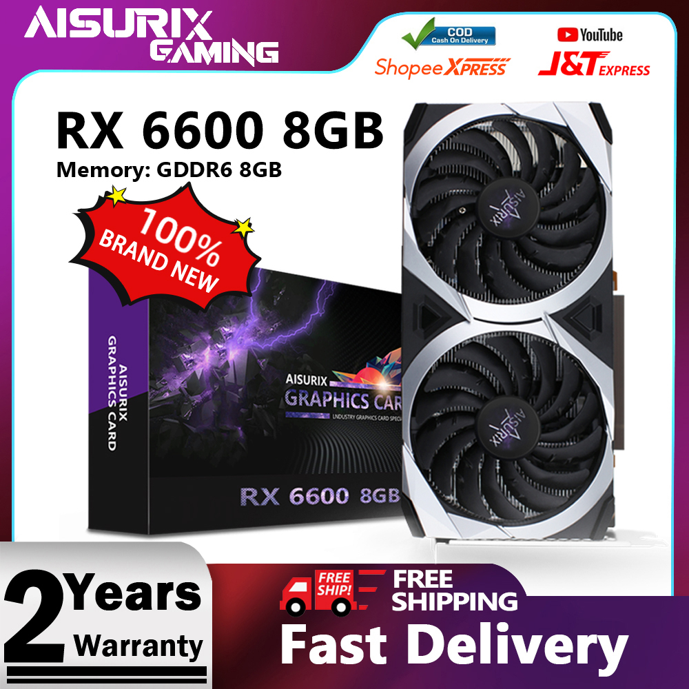 AISURIX 100% Brand New Graphics Card AMD RX 6600 8GB GPU Video Card ...