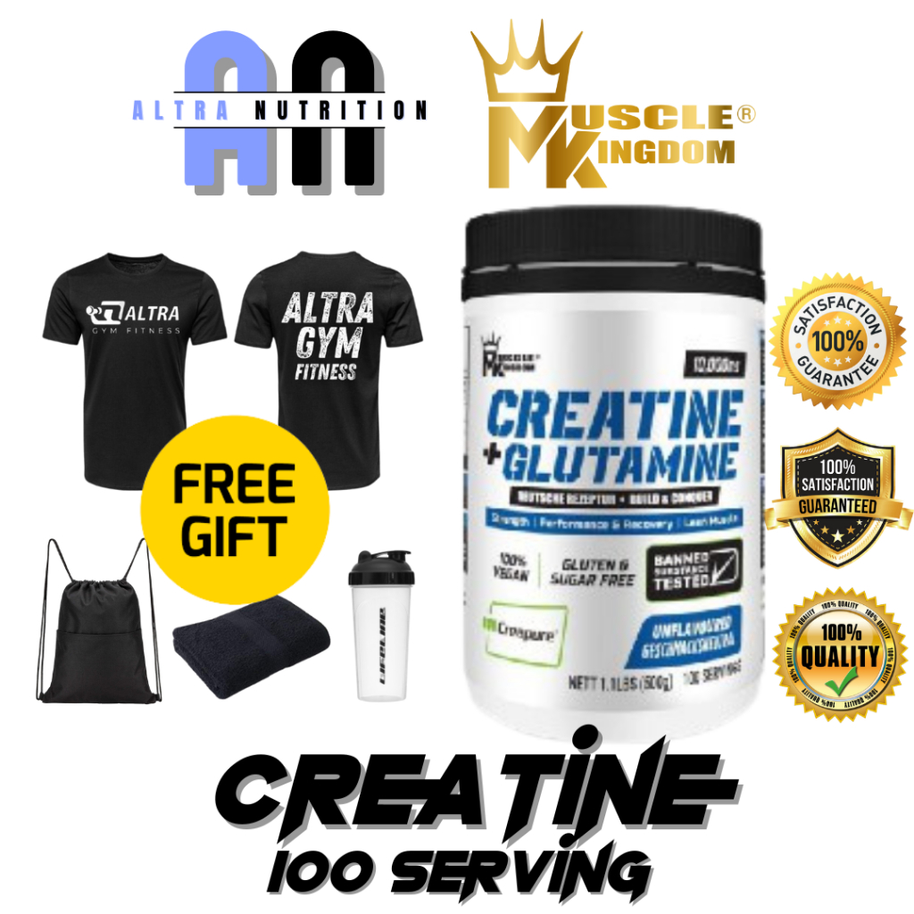 Muscle Kingdom Creatine + Glutamine Gluten&Sugar Free(Strength ...