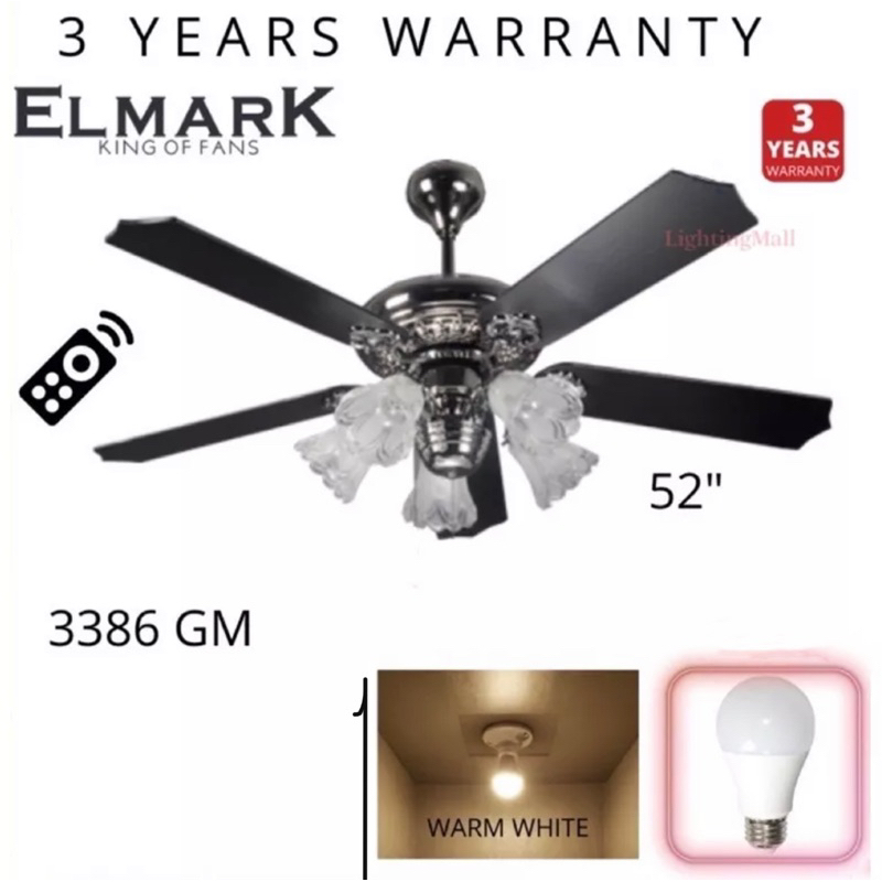 [3 YEARS WARRANTY] ELMARK 3386 52" /ELMARK 9922 / NSB ALOHA WITH 5 LAMP ...