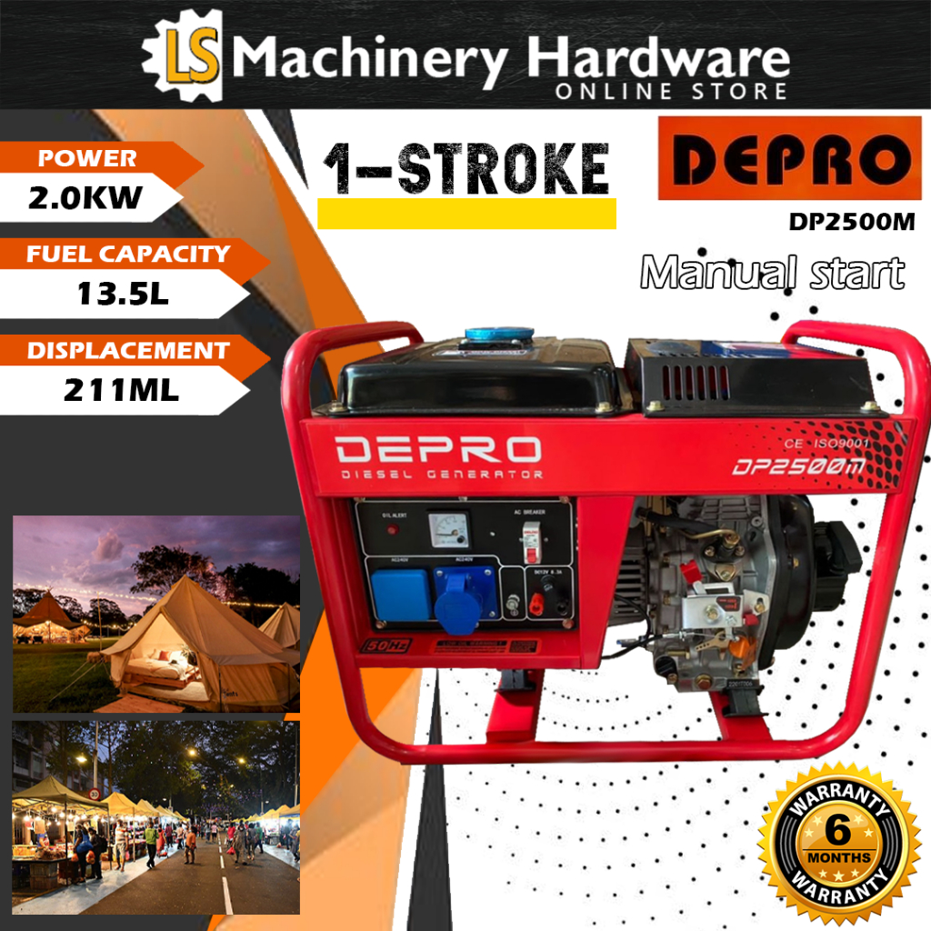 Depro Air Cooled Diesel Generator Series Single Phase DP2500M - 6 Month ...