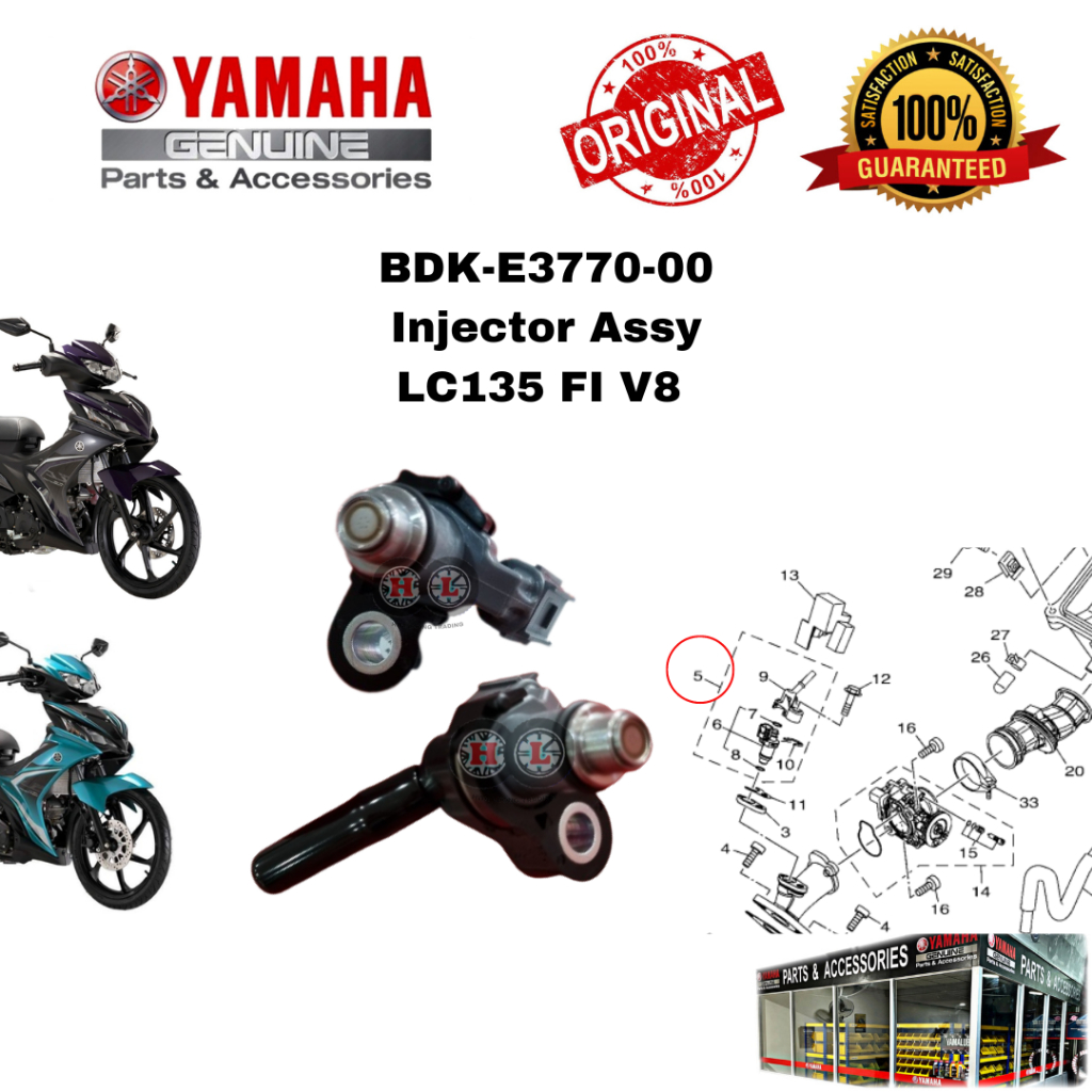 YAMAHA INJECTOR ASSY LC135 FI V8 ORIGINAL ( BDK-E3770-00 )- Fuel ...