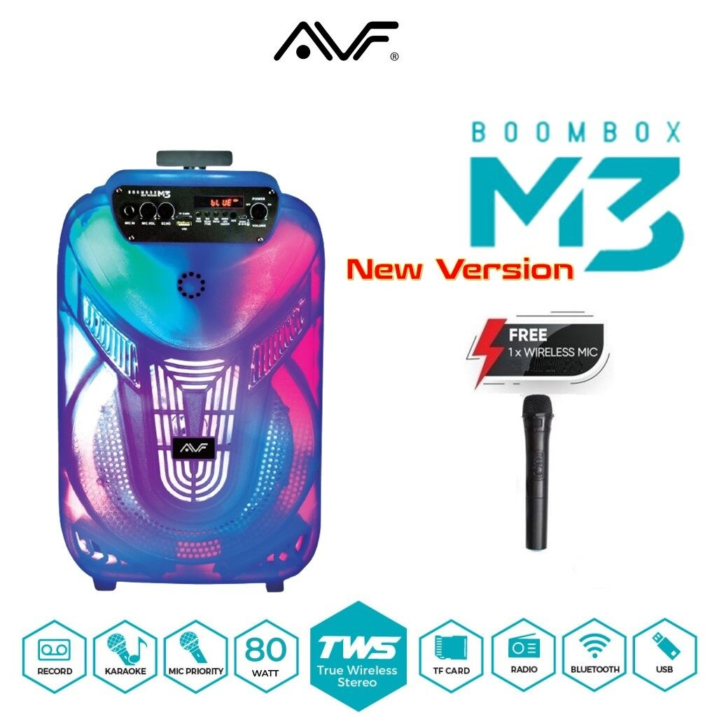 AVF Boombox-M3 Portable Wireless Bluetooth Speaker for Karaoke ...