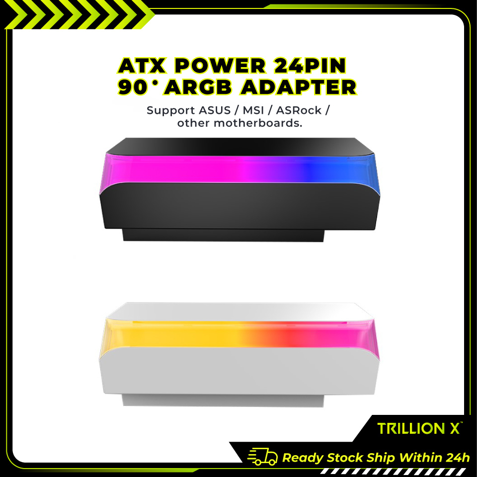 24Pin L Shaped 90° Black / White 5V 3PIN ARGB GEN2 Converter ARGB ...
