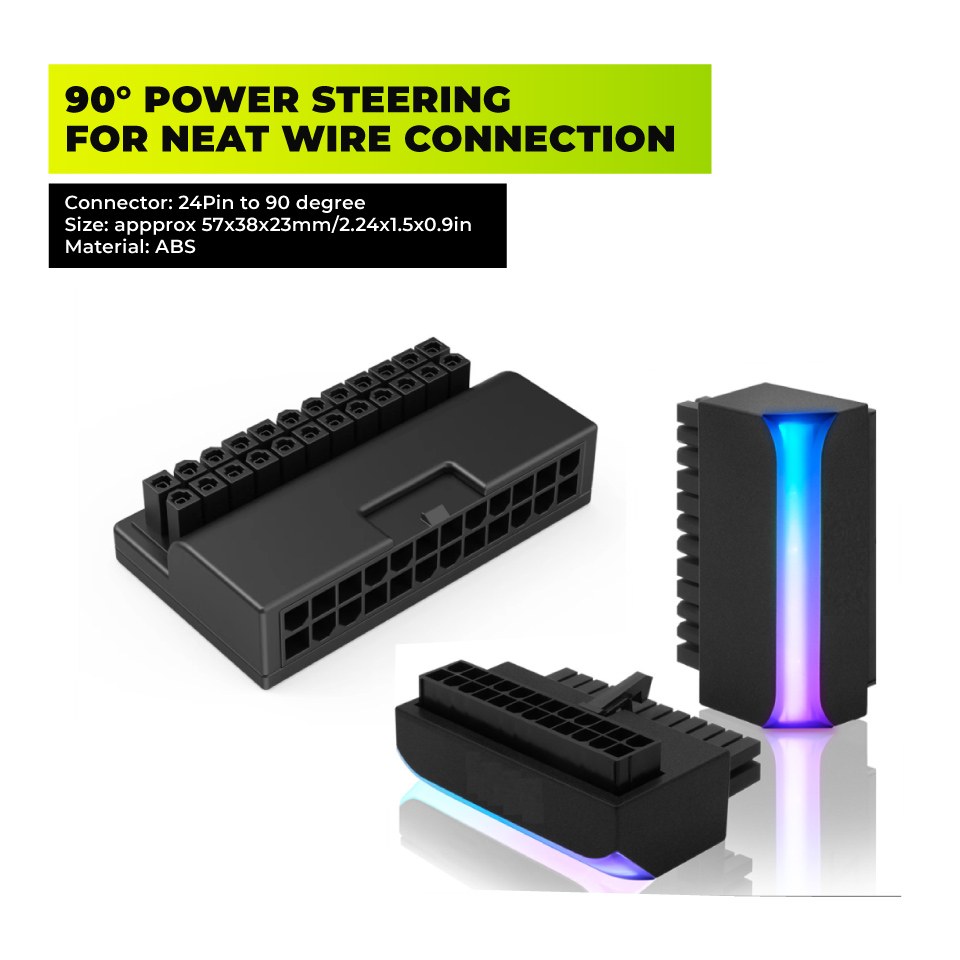 24Pin L Shaped 90° Black / White 5V 3PIN ARGB GEN2 Converter ARGB ...