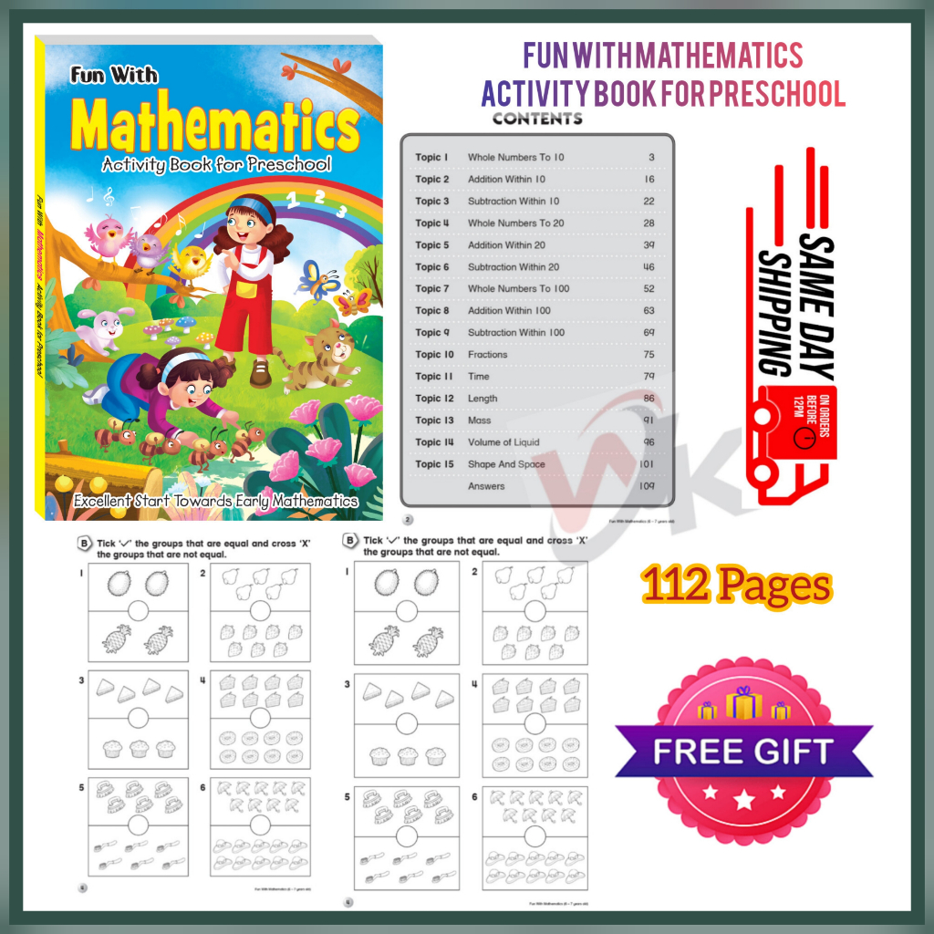 Activity Book For Kids Fun with Mathematics | Preschool Book | Buku ...