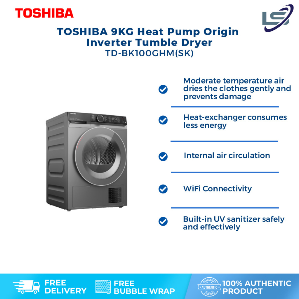 Toshiba 9KG Heat Pump Inverter Tumble Dryer TD-BK100GHM(SK) | Heat Pump ...