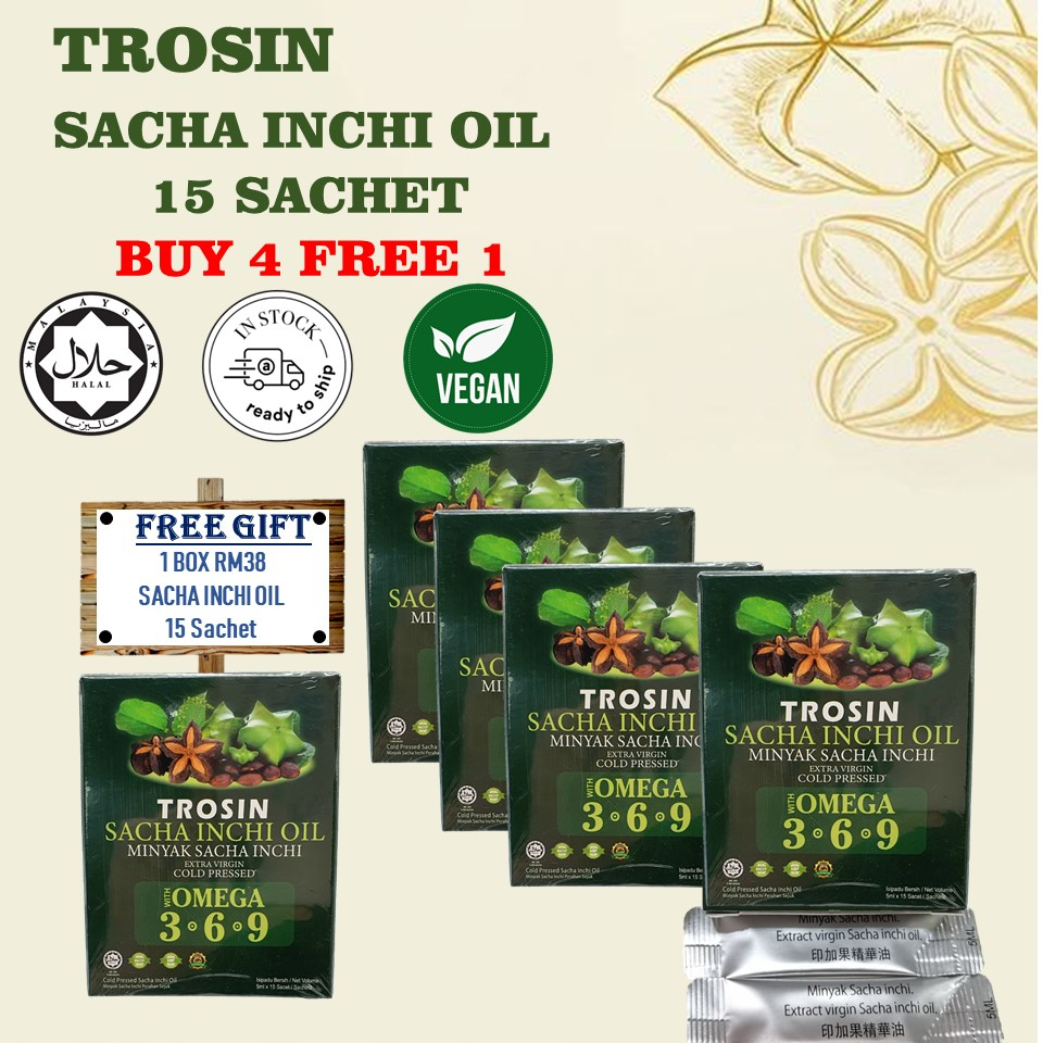 Sacha Inchi Oil【HALAL】trosin (15 Sachet) Minyak Sacha Inchi trosin(5ml ...