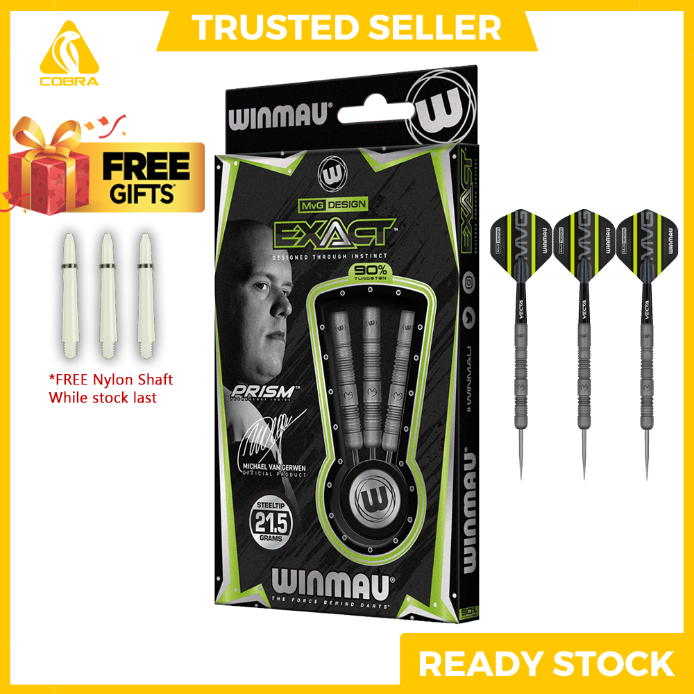 {FREE Flight + Shaft} Winmau MVG Exact Steeltip Dart Set 90% Tungsten ...