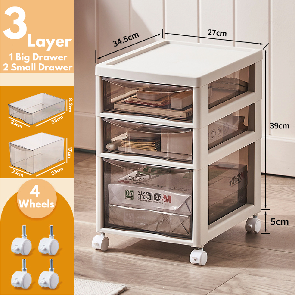 Transparent Cabinet Storage Box Cosmetic Multipurpose drawer Storage Trolley Moveable kabinet 3 ...