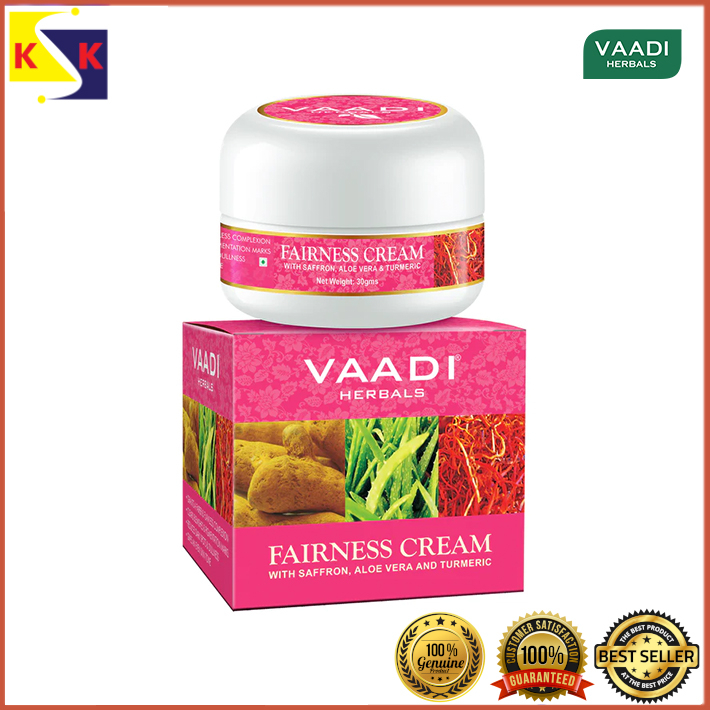 VAADI Organic Fairness Cream with Saffron, Aloe Vera & Turmeric Extract ...