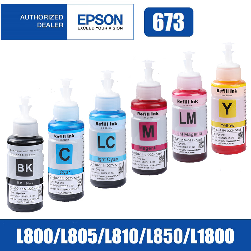 Epson 673 / T673 Compatible Refill Ink 6 Bottle(C,M,Y,K,LC,LM )For L800 ...