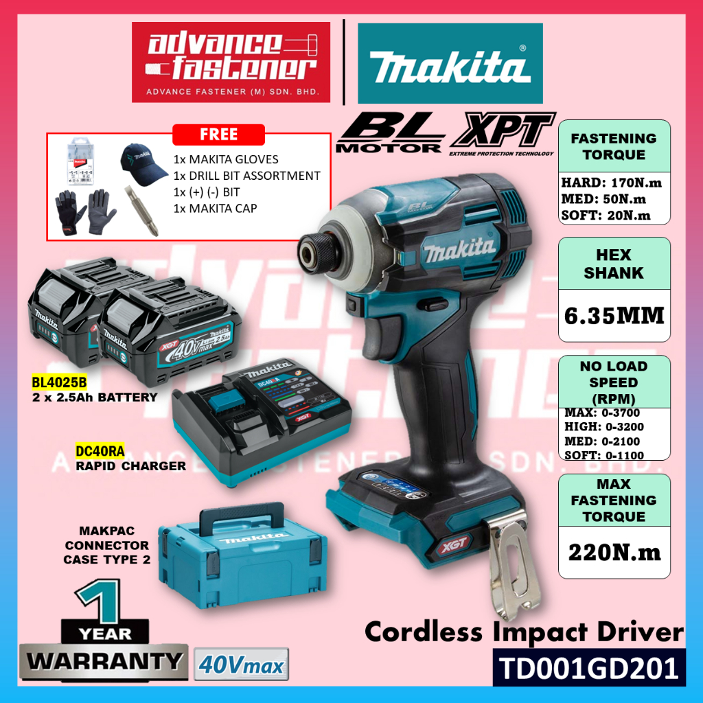 MAKITA 40Vmax Cordless Raya Combo Set 1 ( HP002GZ Hammer Driver Drill ... MAKITA 40Vmax Cordless Raya Combo Set 1 ( HP002GZ Hammer Driver Drill ...