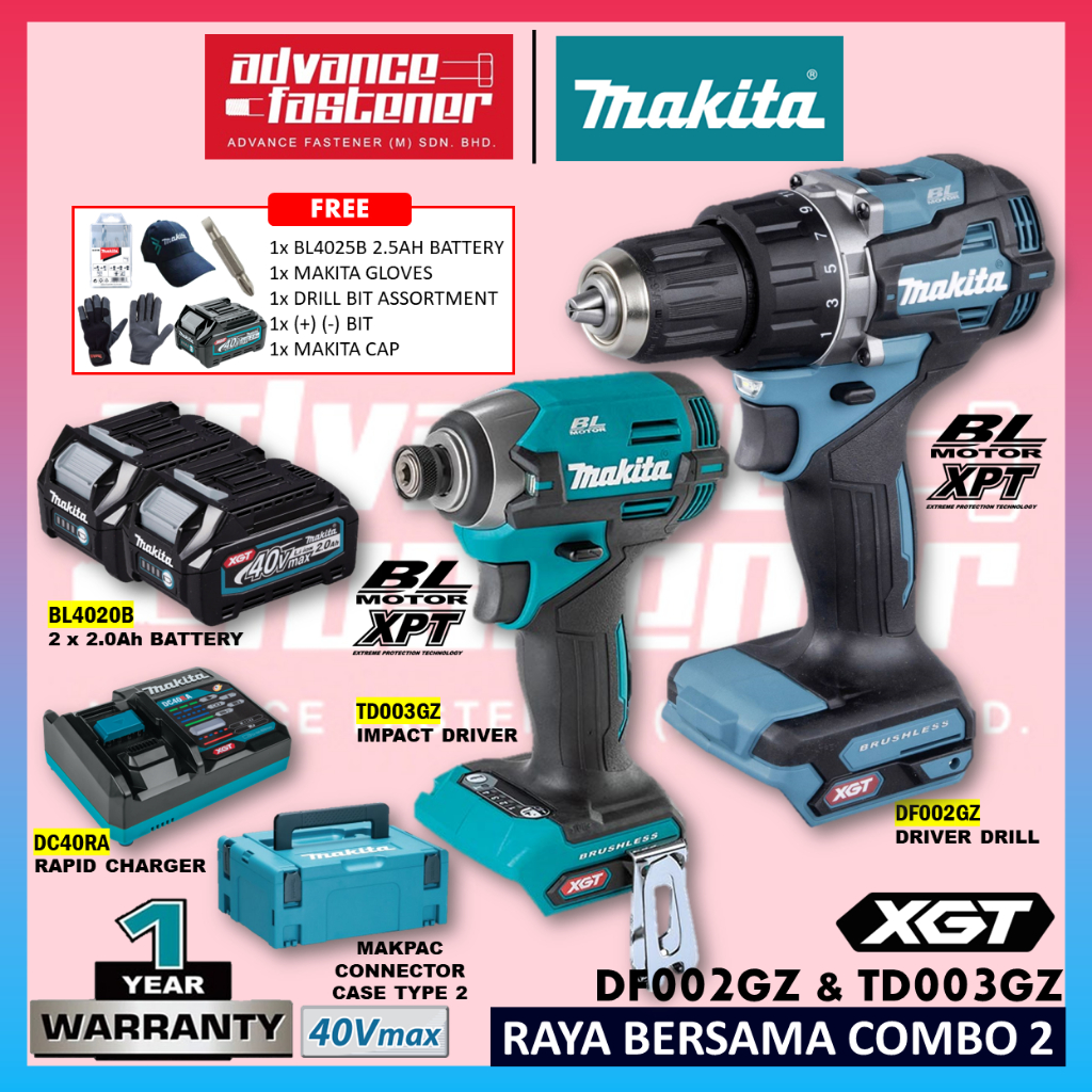 MAKITA 40Vmax Cordless Raya Combo Set 2 ( DF002GA201 Driver Drill ... MAKITA 40Vmax Cordless Raya Combo Set 2 ( DF002GA201 Driver Drill ...