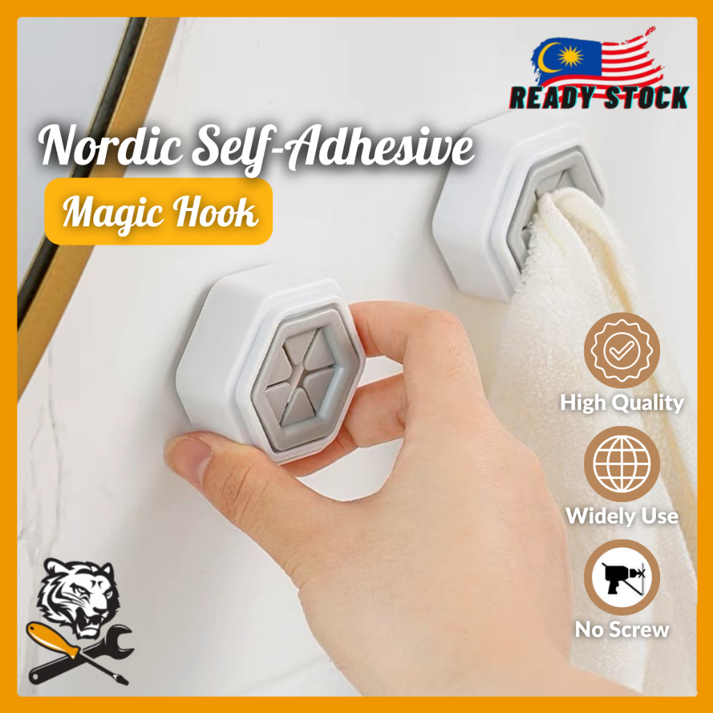 C&C Nordic Self Adhesive Wall Hooks Nail Free Towel Holder Sucker Wall ...