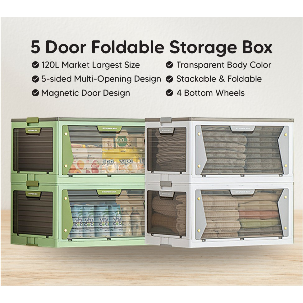 (1pcs) 5 Door 120L Large Capacity Foldable Storage Box with Lid ...