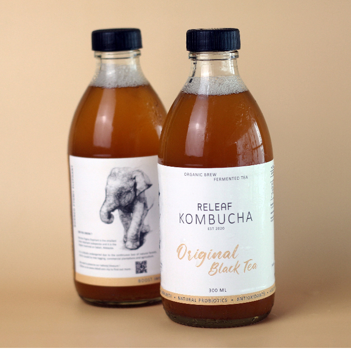 Releaf Original Black Tea Kombucha (300ml) Natural Probiotics, Gluten Lactose Free, No ...