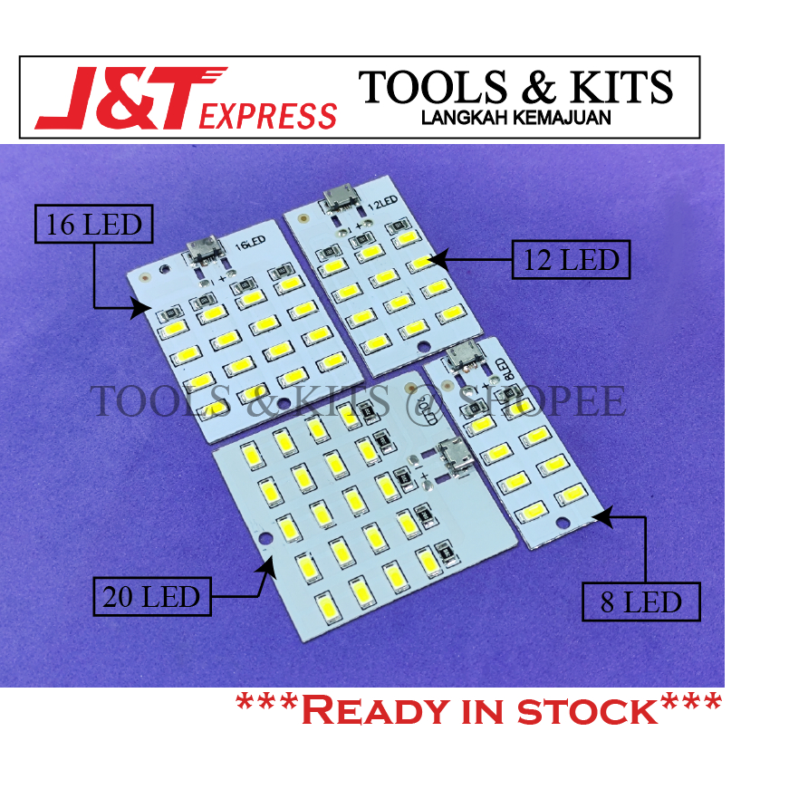 8/12/16/20 LED Super Bright Light Board with 5V Micro USB Input for ...