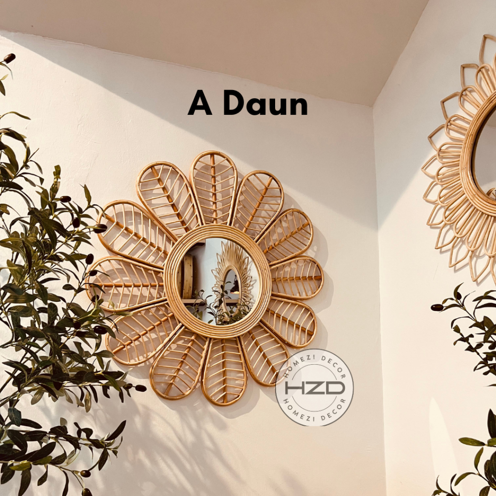 Rattan Mirror Cermin Rotan Wall Rattan Mirror Decoration Murah Size ...