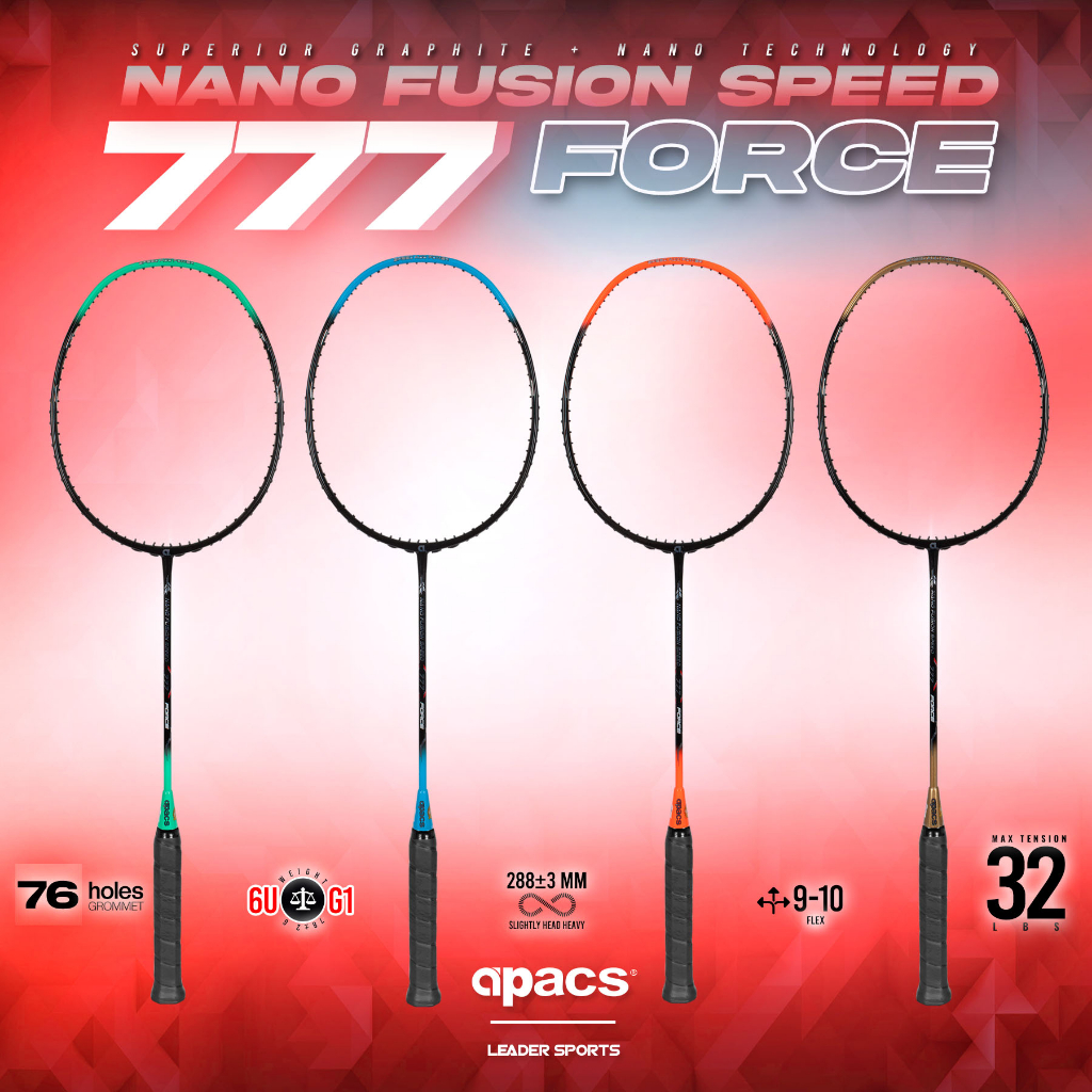 (FREE BAG & STRING) APACS BADMINTON RACKET NANO FUSION SPEED 777 FORCE ...