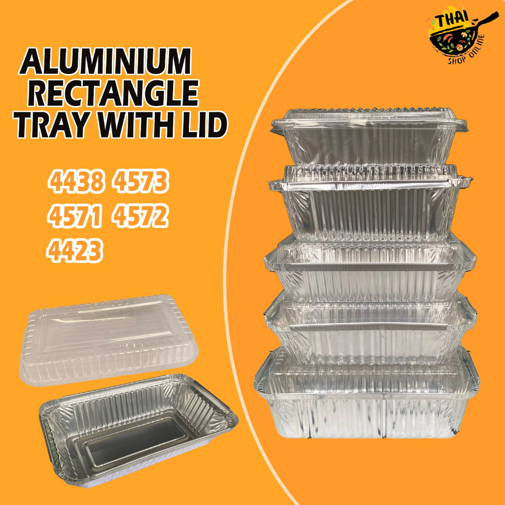 Aluminium Foil Tray With Lid BBQ Tin Foil Box Aluminium Bakeware ...