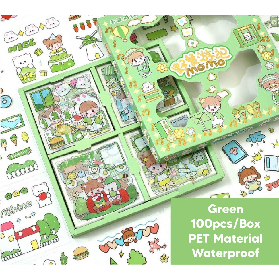 200 Pcs/Box Cute Girl Cartoon Stickers Washi Stickers Cute Sticker ...