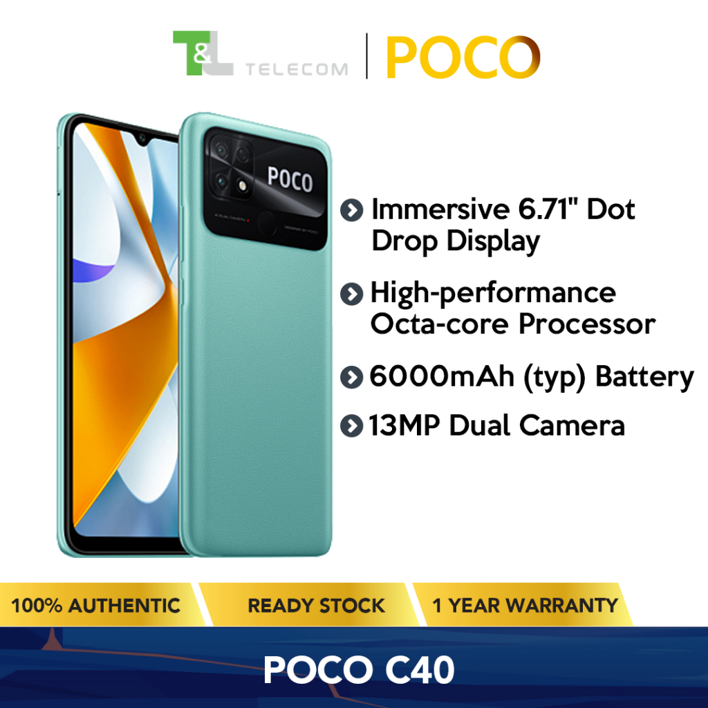 POCO C40 3GB+32GB | 4GB+64GB - Octa Core CPU | 6.71" | HD+ DotDrop ...