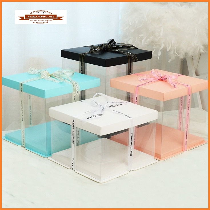 Heighten Cake Box Transparent Cake Box Birthday Gift Box Packaging ...