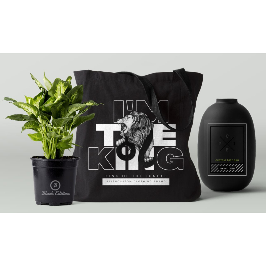 (Ready Stock) King Custom Design Canvas Black Premium Tote Bags Tuition ...