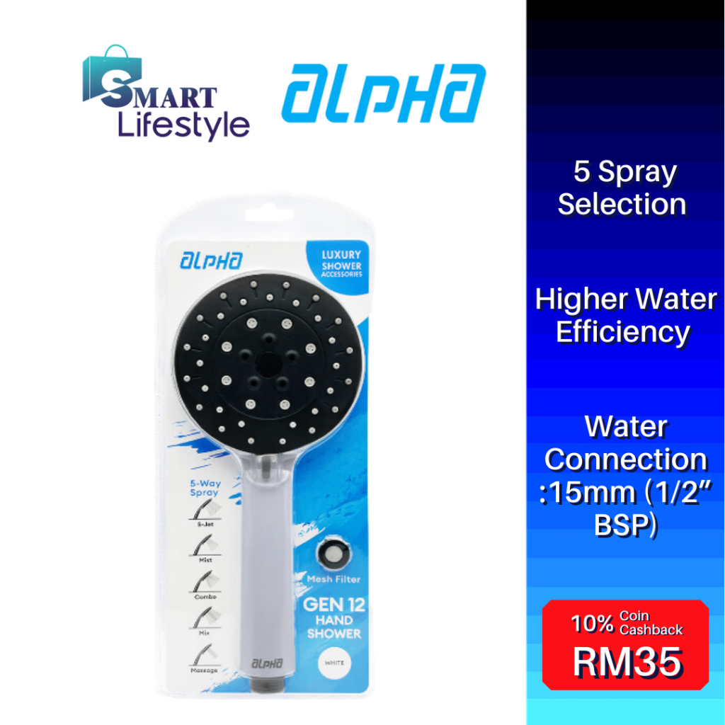 Alpha Heater Accessories Shower Head 5 Way Spray Gen 12/ 3 Way Spray ...