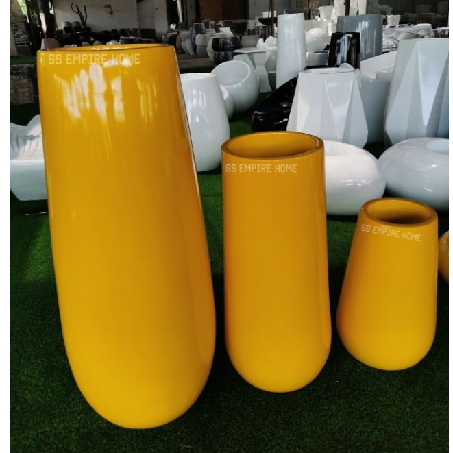 REX FP33 Yellow Fiberglass Tall Flower Pot Pasu Bunga Tinggi Garden ...