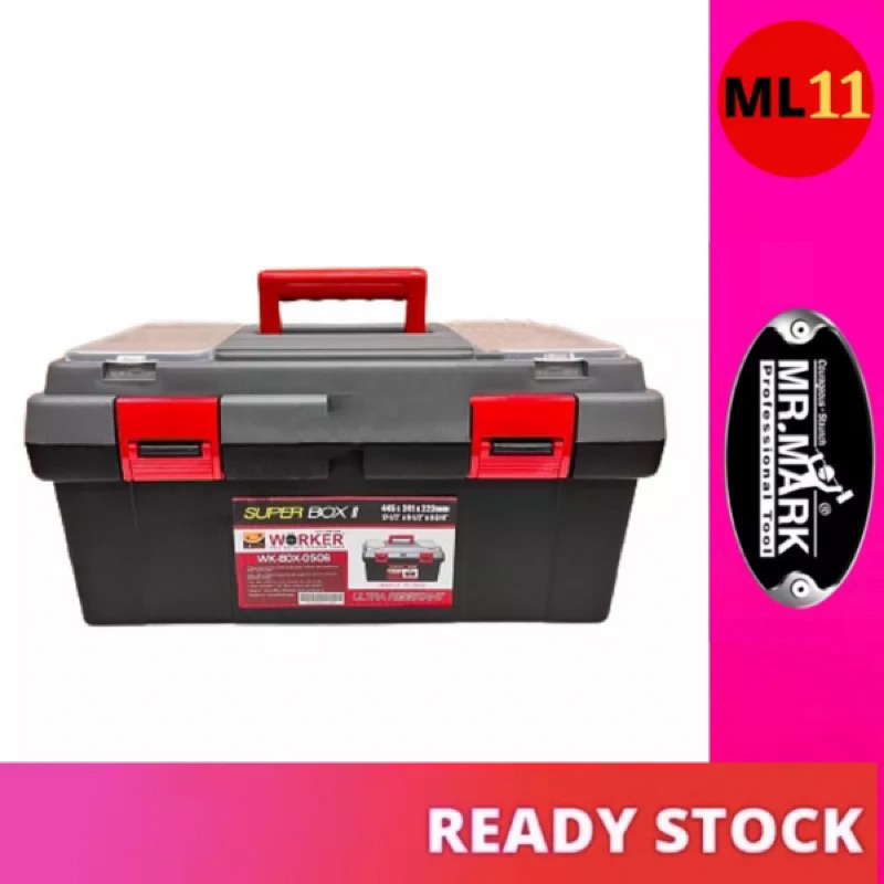 MR. MARK WORKER Storage Super Tool Box PVC / Kotak Alatan Pancing WK ...