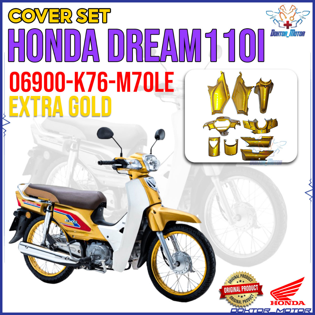 100% ORIGINAL HONDA EX5 DREAM 110 DREAM110I COVERSET COVER SET / STRIPE SET EXTRA GOLD 06900-K76 ...