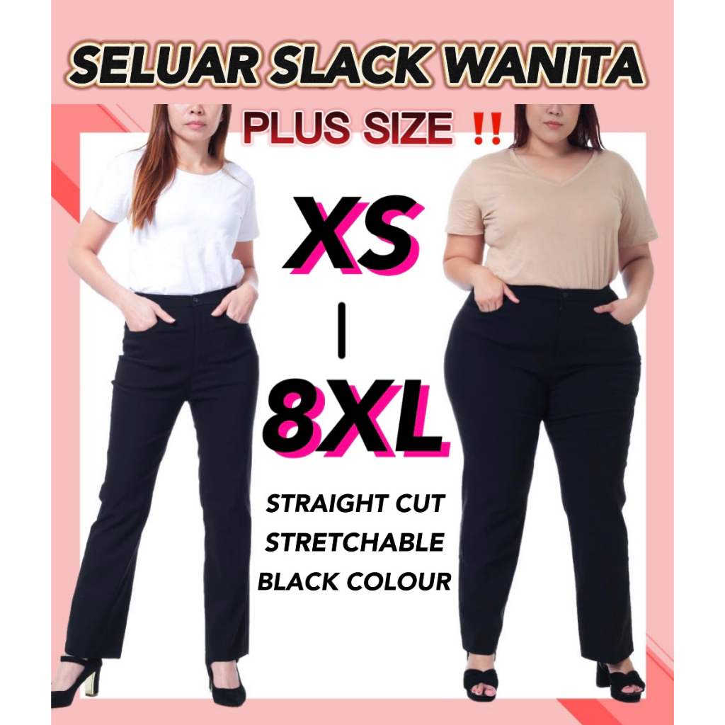 (XS-8XL) Seluar Slack Cotton Getah / Extra Plus Size / Office Wear ...