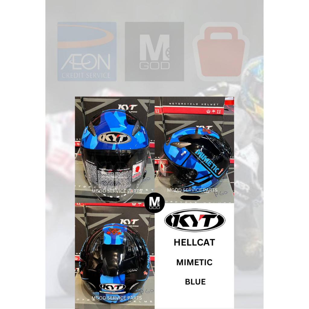 WHL0013 KYT HELMET MIMETIC BLUE HELLCAT KYT MOTORCYCLE HELMET OPEN FACE ...