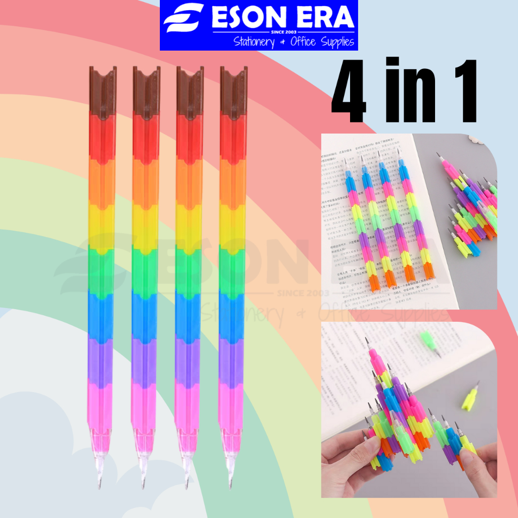 Apollo Pencil Rainbow Colourful 4in1 Lantu 2707-8 2B Pensel Non ...