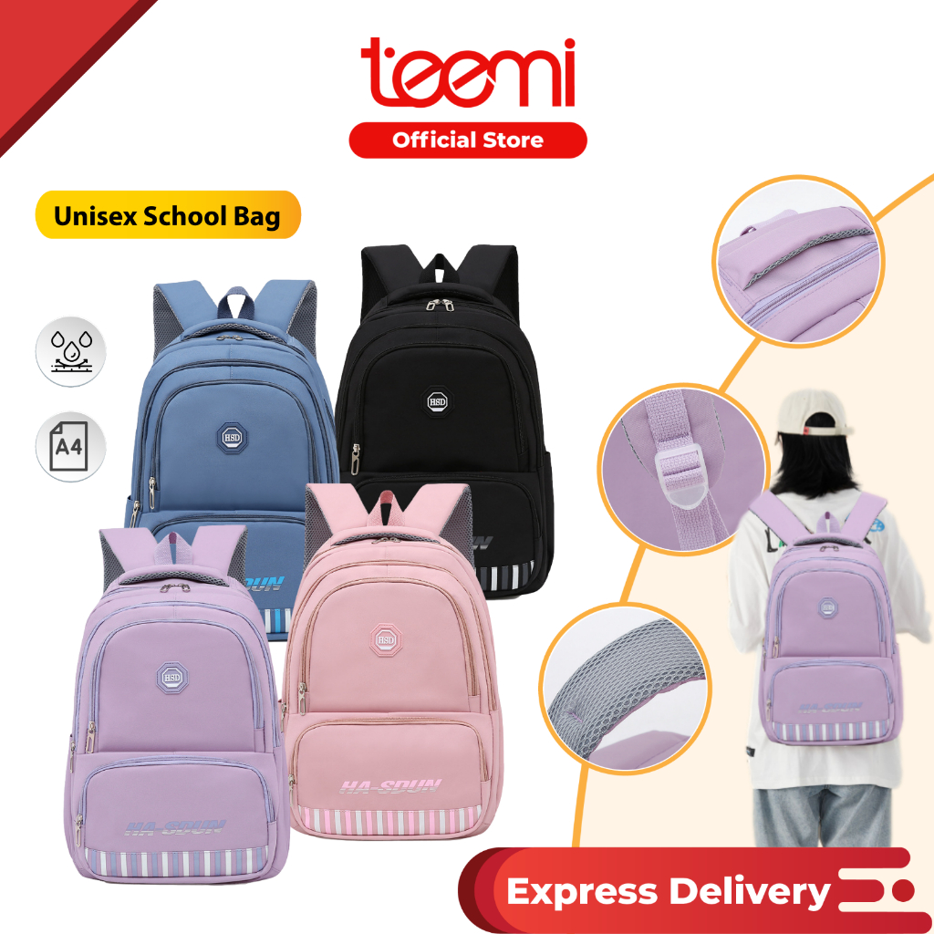 TEEMI 47cm Unisex Pastel Color School Bag Large Capacity Backpack Beg ...