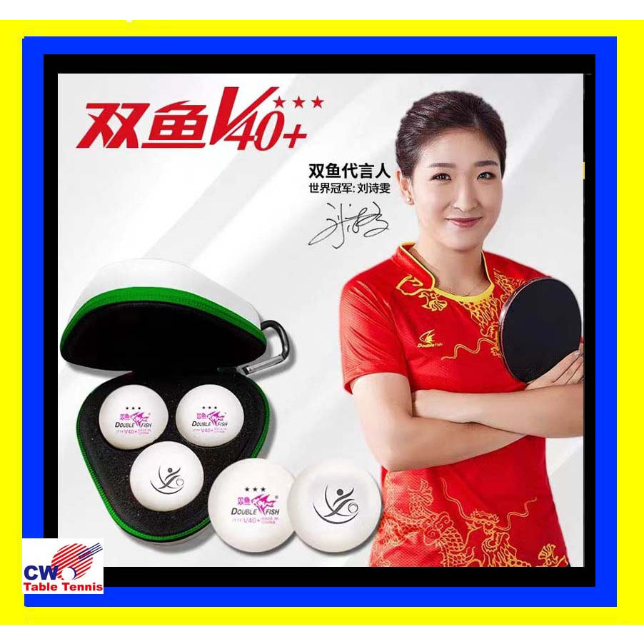 DOUBLE FISH BALL WORLD CHAMPIONSHIPS OFFICIAL 3 STAR TABLE TENNIS BALL ...