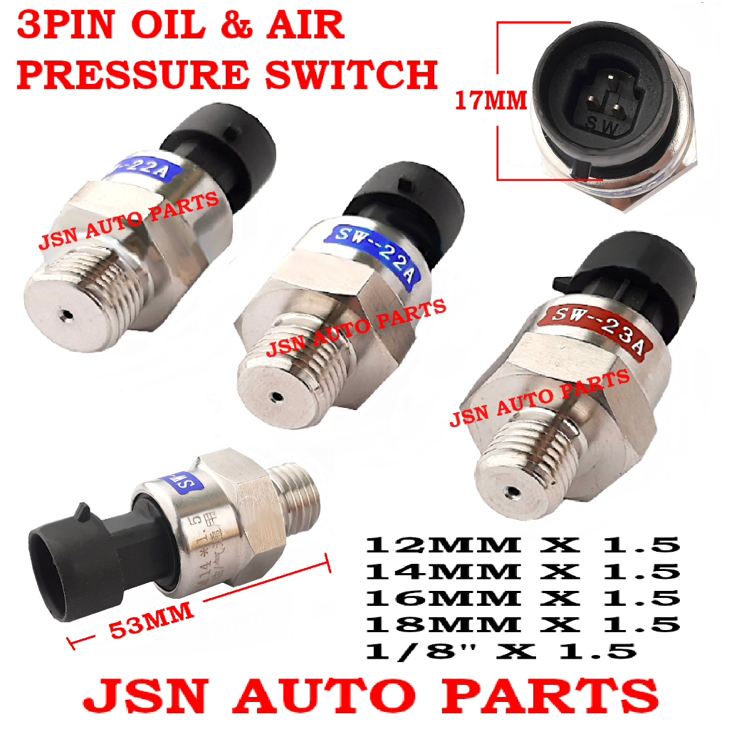 Universal 3 Pin Air Pressure Sensor Oil Pressure Sensor 12mm 14mm 16mm ...