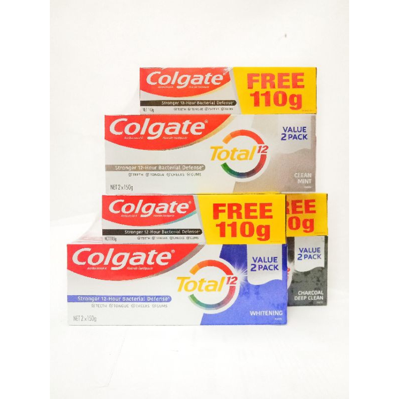 Colgate Total 12 Value Pack (2x150g) Free 110g - 3 flavours | Shopee ...