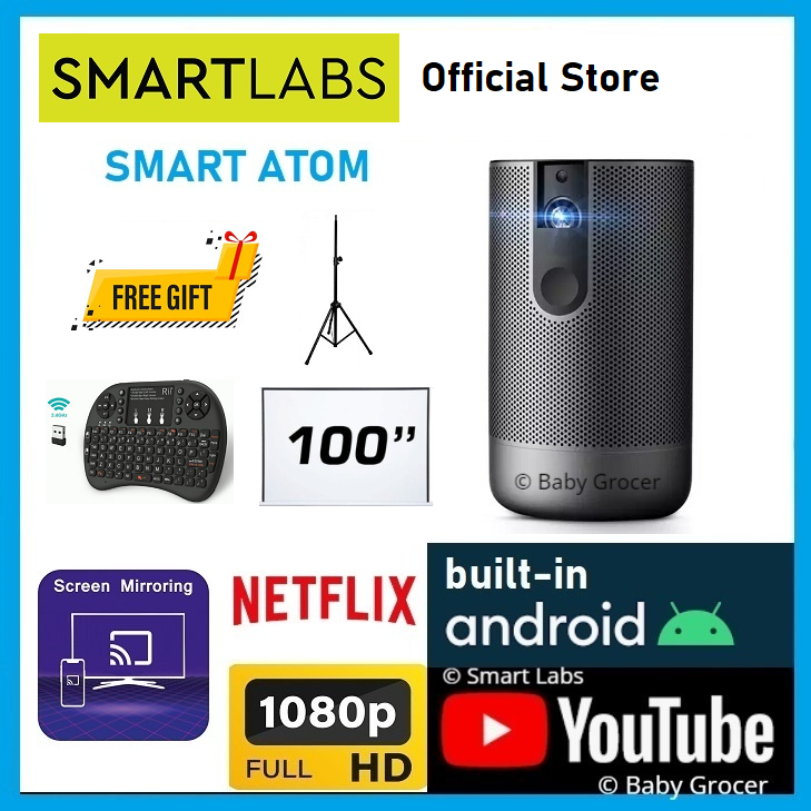 Smart Atom Projector HD Built-in Android OS Portable Projector Original ...