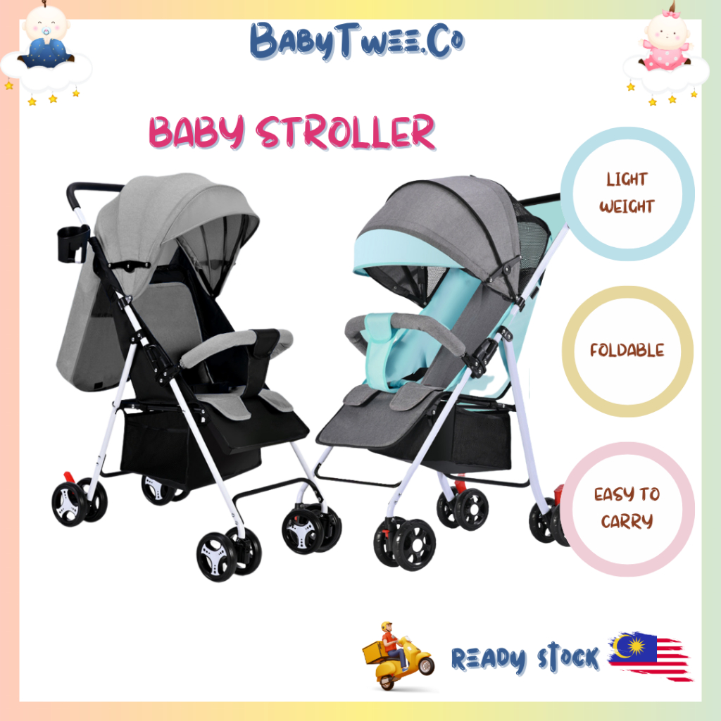 [Malaysia Stock]Foldable Baby Stroller Portable Compact 4 wheels Kereta ...