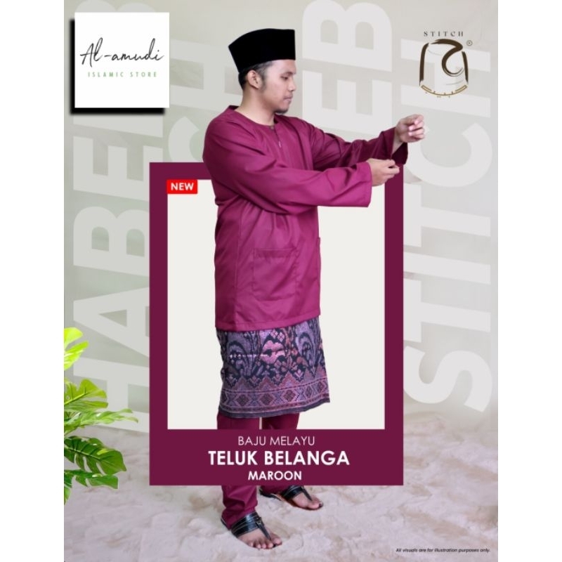 Baju Melayu Teluk Belanga warna Maroon | Habeeb Stitch | | Shopee Malaysia
