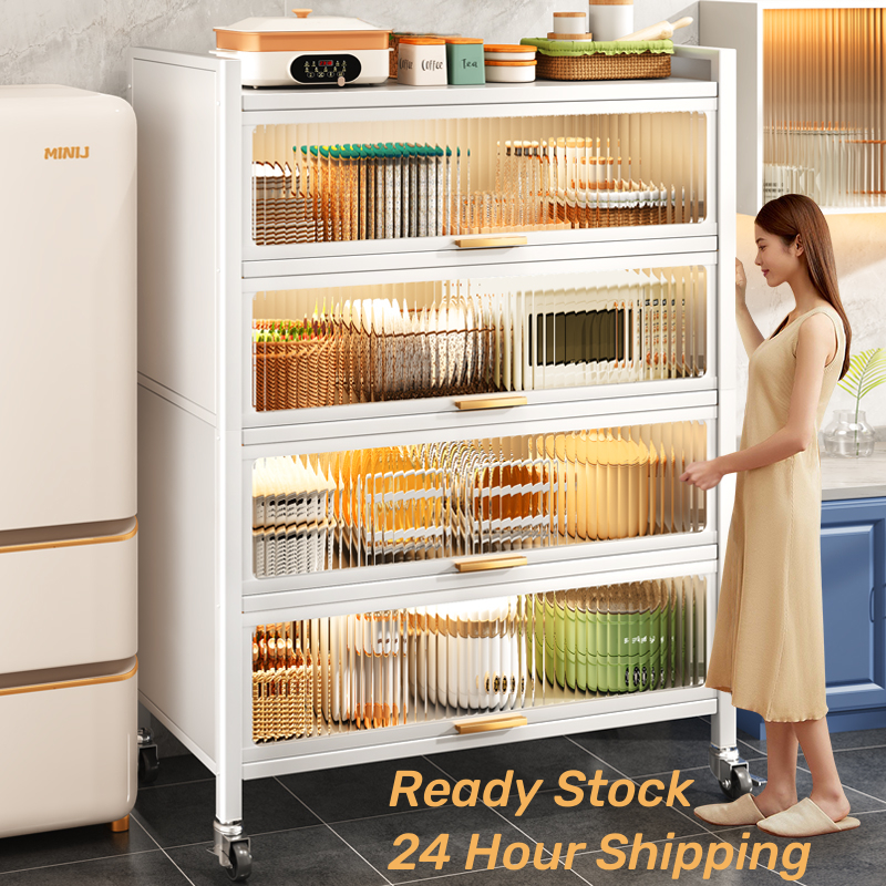 Kitchen Storage Cabinet Multi-layer Carbon Steel Organizer Rack Grey ...