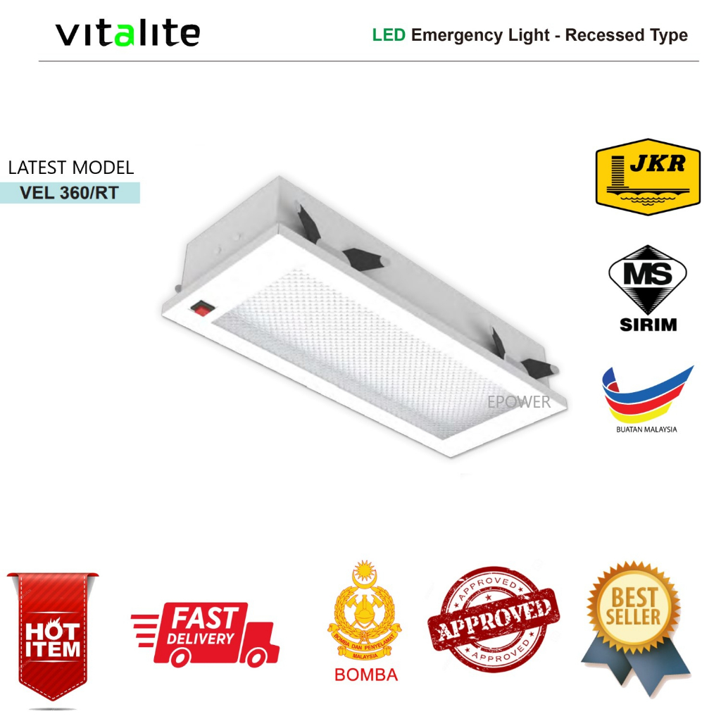 LATEST! VITALITE LED EMERGENCY LIGHT RECESSED VEL 360/RT WITH SIRIM ...