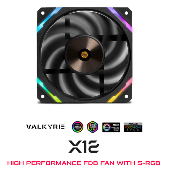 # VALKYRIE X12 Series RGB 120mm RGB Fan # [BLACK/WHITE] | Shopee Malaysia